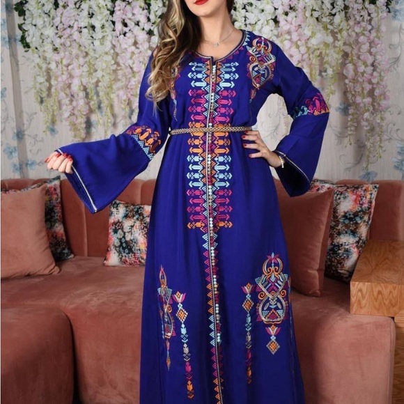 Kaftans | Beautiful Embroidered Blue Moroccan Kaftan | Poshmark